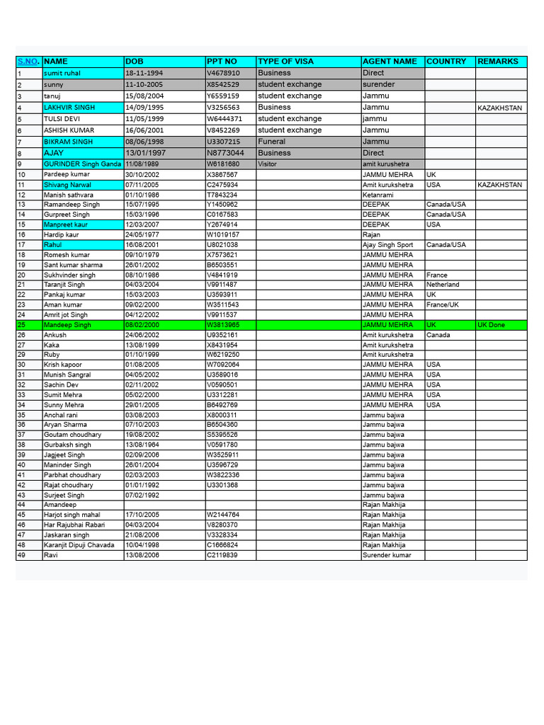 Candidate List 2025 - Google Sheets | PDF