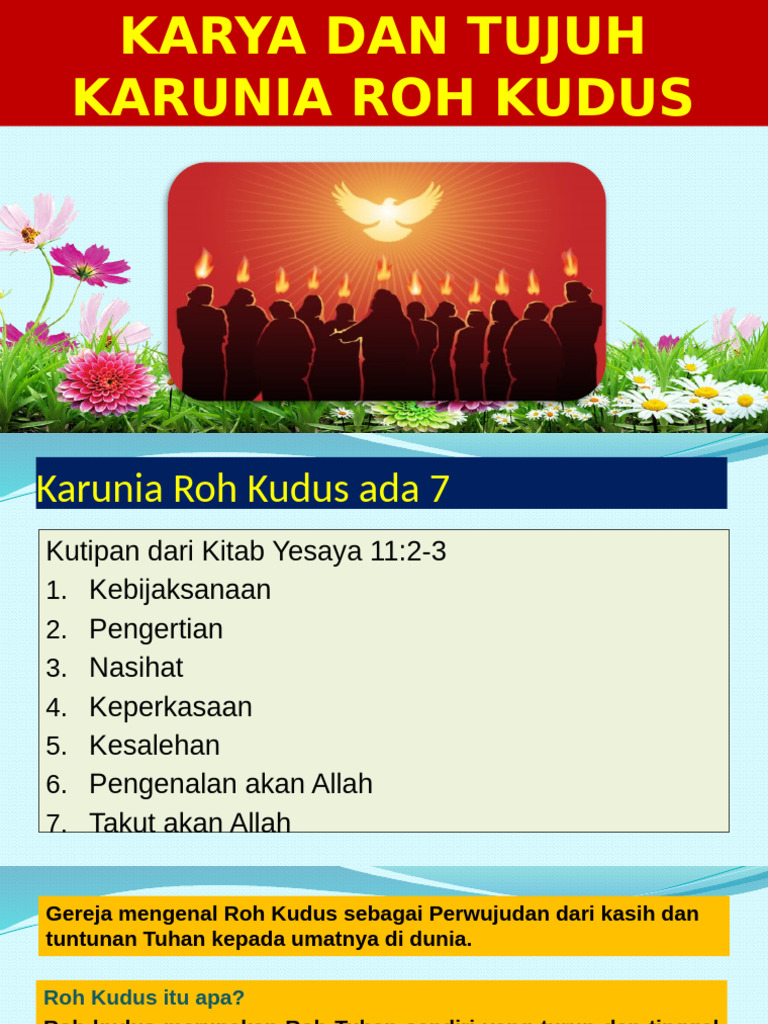 KARYA DAN TUJUH KARUNIA ROH KUDUS (Pelajaran Sakramen Penguatan) | PDF
