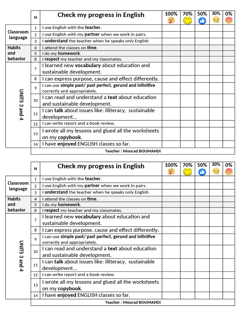 Progress Check Unit 3-4 2bac | PDF | Teachers | English Language