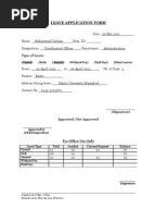 Leave Application Form PDF