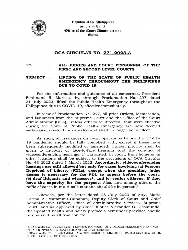 OCA Circular No. 271-2023-A | PDF