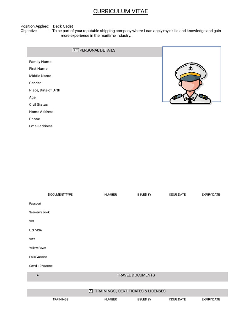 Deck Cadet CV for Maritime Industry | PDF