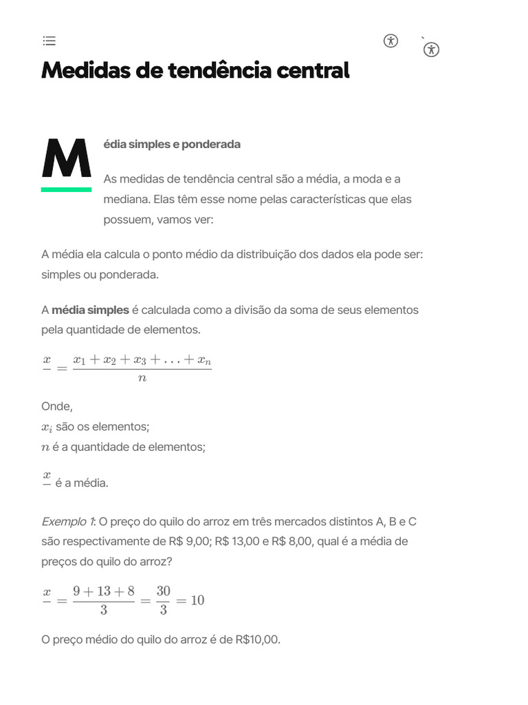 Medidas de Tendência Central: Média, Moda e Mediana | PDF | Modo ...