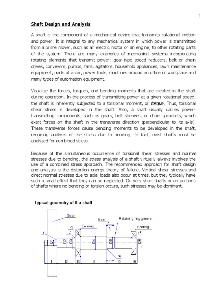 Shaft Design and Analysis | PDF | Gear | Stress (Mechanics)
