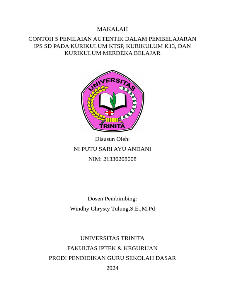 5 Contoh Penilaian Autentik IPS SD | PDF