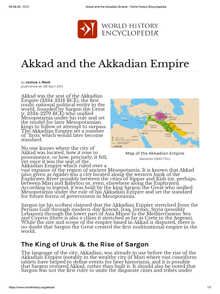 Akkad and The Akkadian Empire - World History Encyclopedia | PDF ...