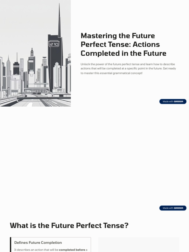 Mastering The Future Perfect Tense Actions Completed in The Future ...