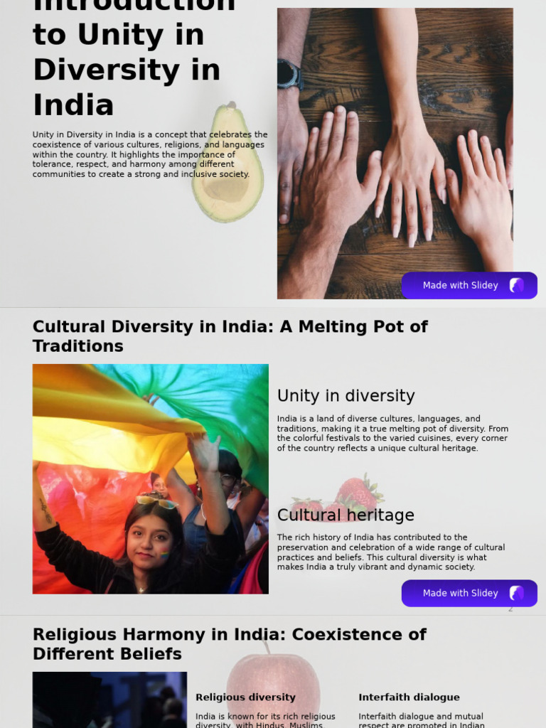unity in diversity in india social issues | PDF | Multiculturalism ...