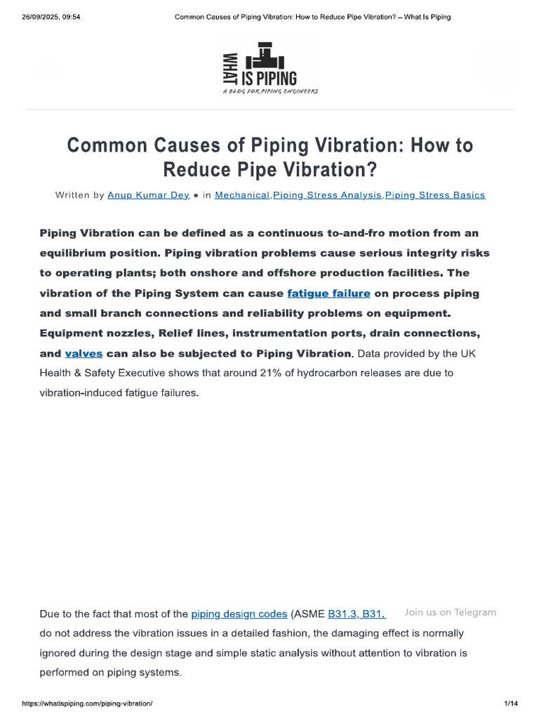 Common Causes of Piping Vibration CAESAR II | PDF