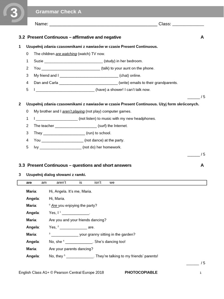 EC A1P Grammar Check 3A | PDF