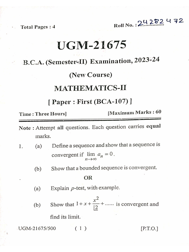 2nd Sem - PYQs (2023-24) - 1 | PDF