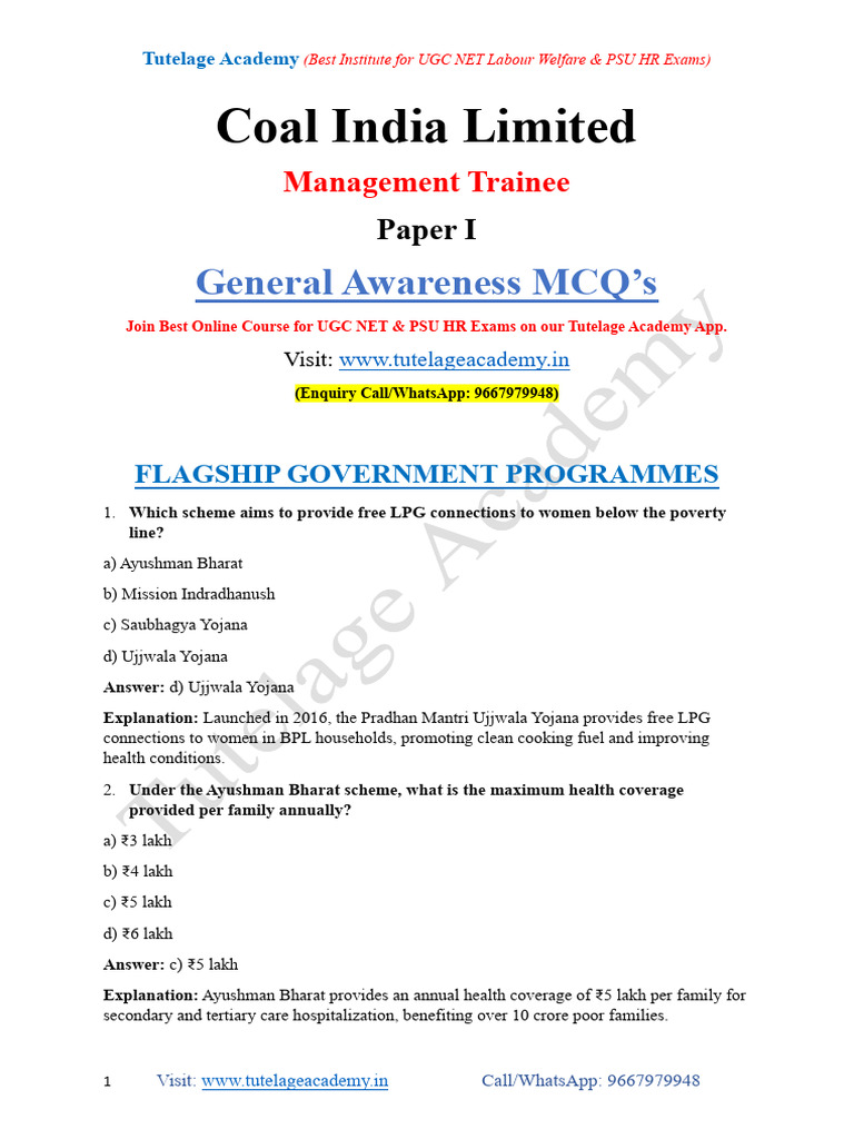 Flagship Government Programmes MCQ | PDF | Government Of India | Economy Of India