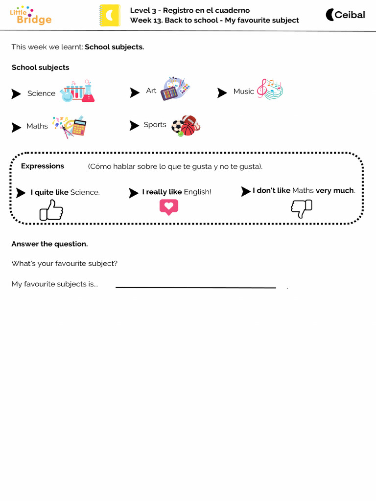 RC Level 3 Week 13 Back To School - My Favourite Subject | PDF
