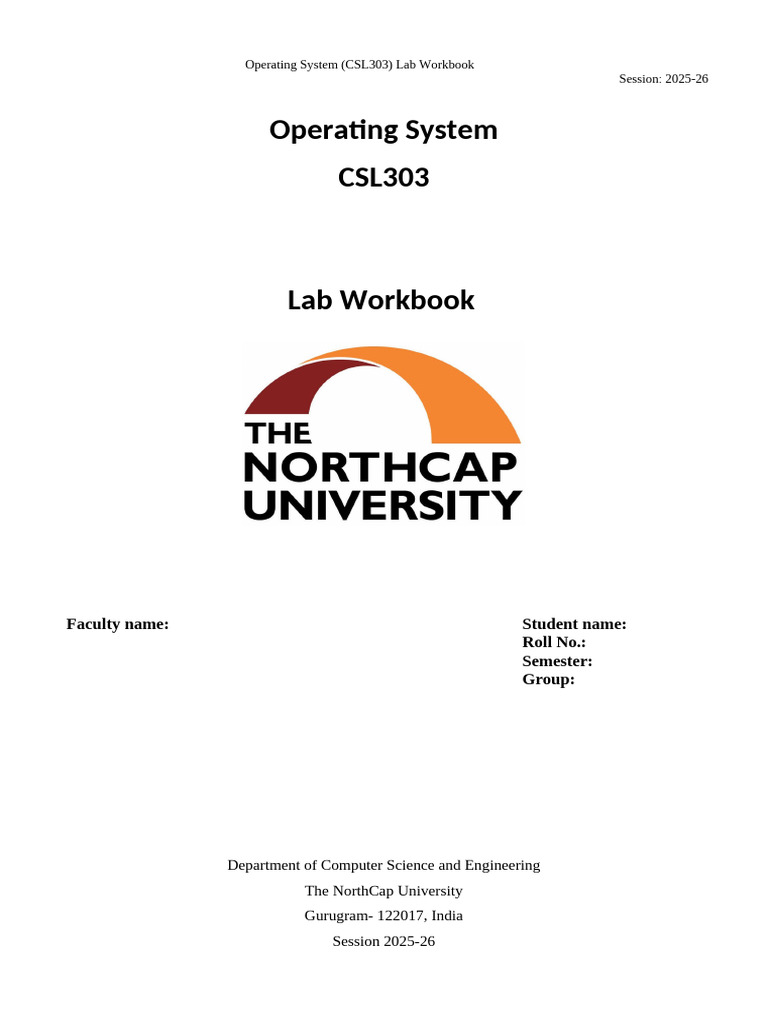 OS Lab Workbook 2025-26 | PDF | Scheduling (Computing) | Operating System