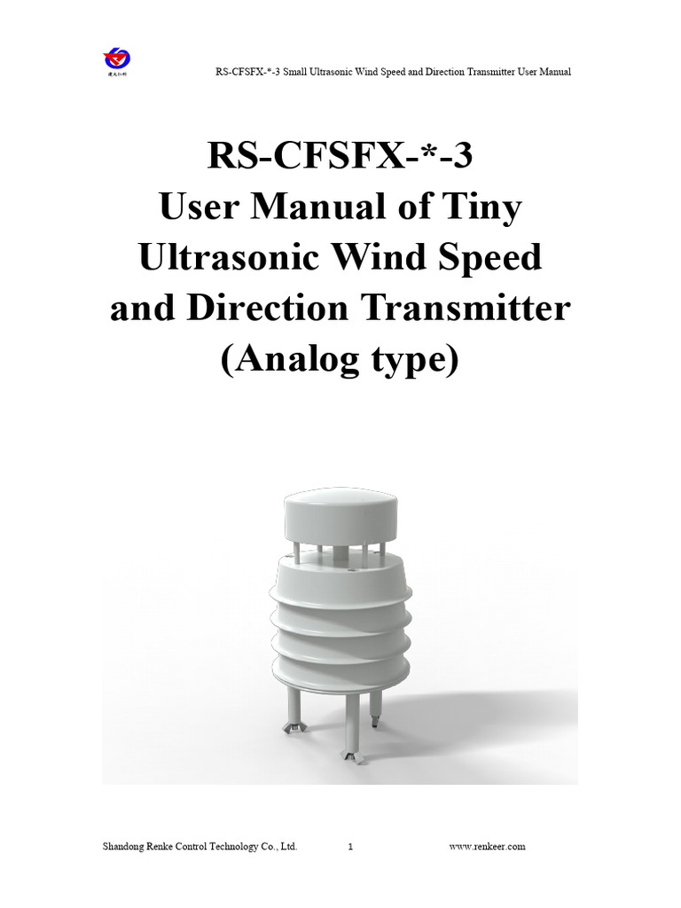 Ultrasonic Wind Sensor User Manual | PDF | Wind Speed | Power Supply