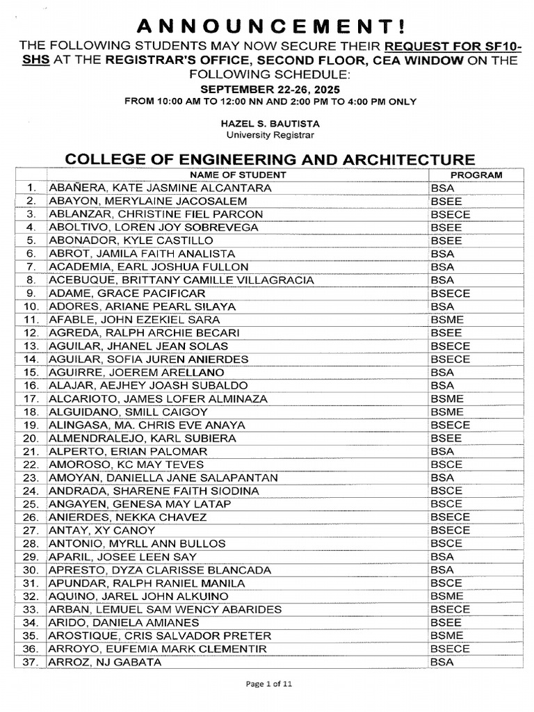Request For SF10 SHS | PDF