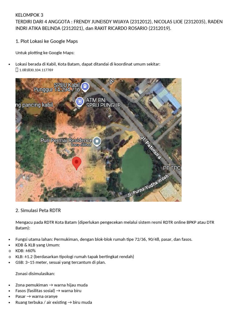 Rencana Pemukiman dan Grading Batam | PDF