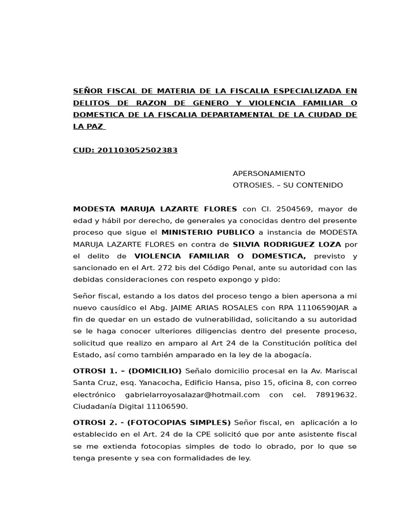 Apersonamiento Modesta Maruja Lazarte Flores 1 | PDF