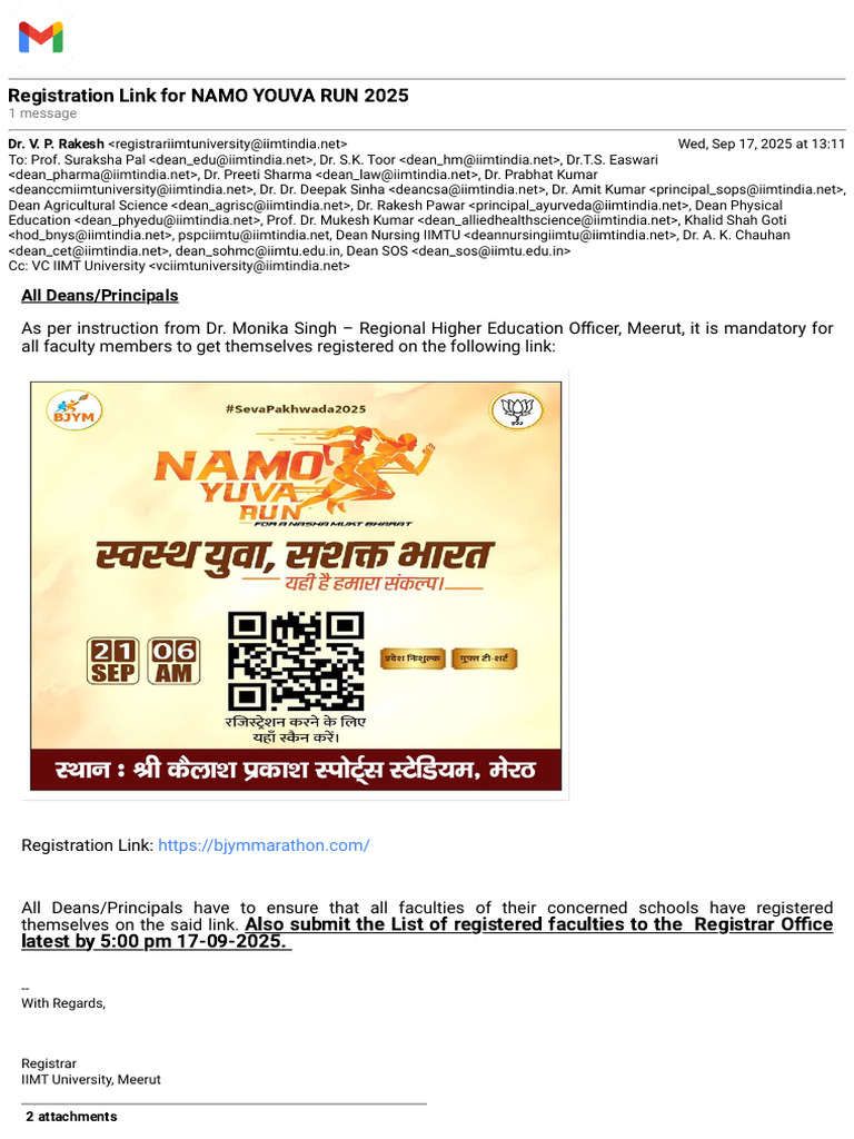 Gmail - Registration Link For NAMO YOUVA RUN 2025 | PDF