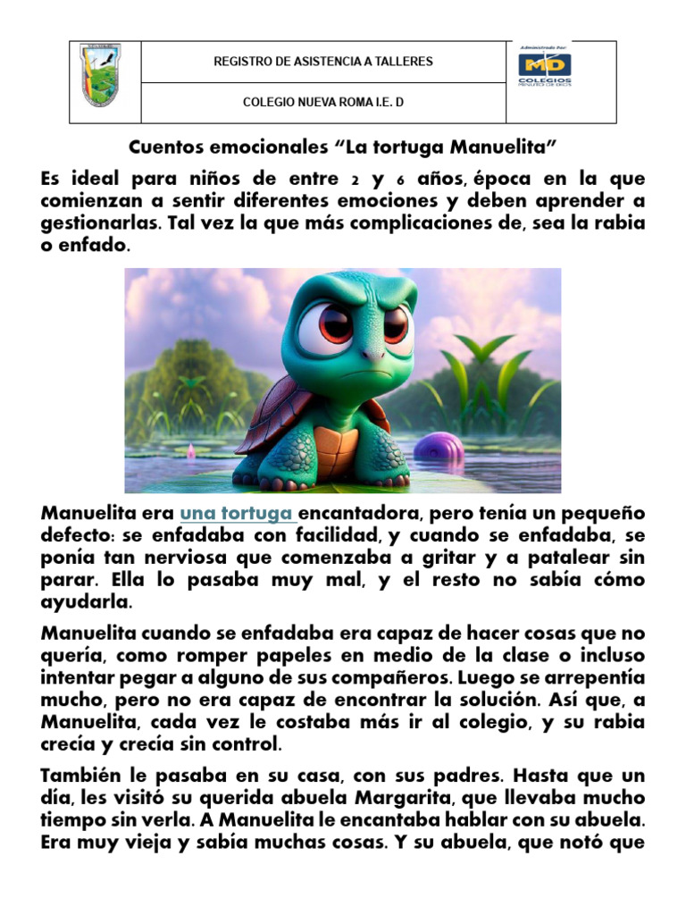 La tortuga Manuelita y su enfado | PDF