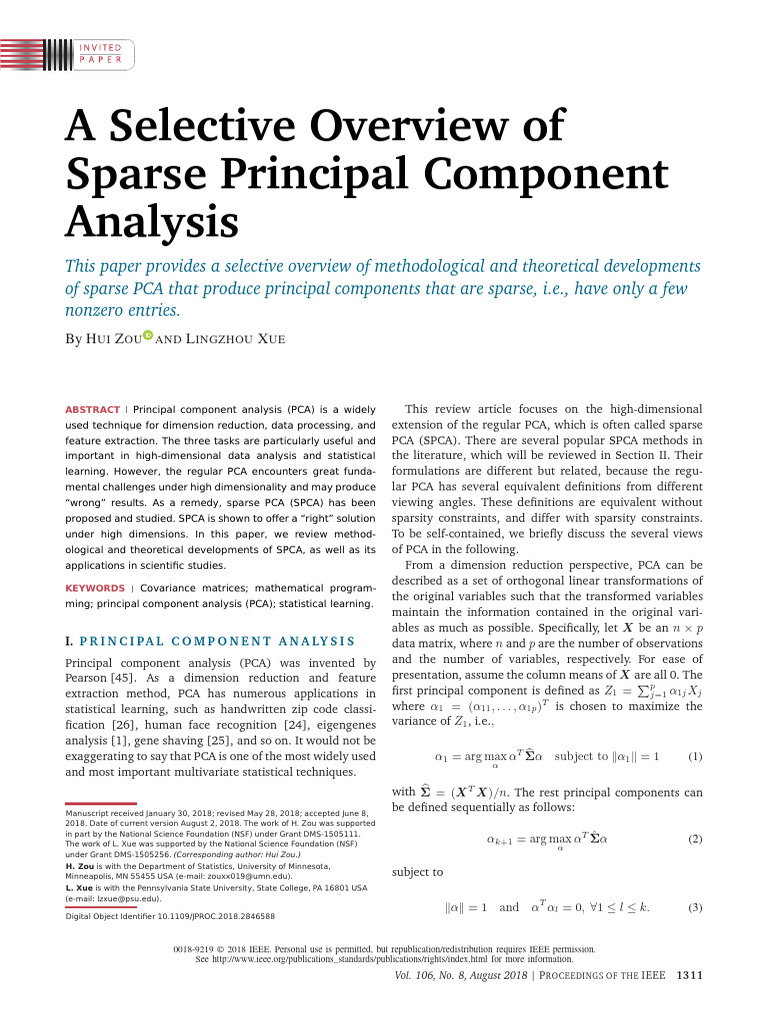 A Selective Overview of Sparse Principal Component Analysis | PDF | Principal Component Analysis ...