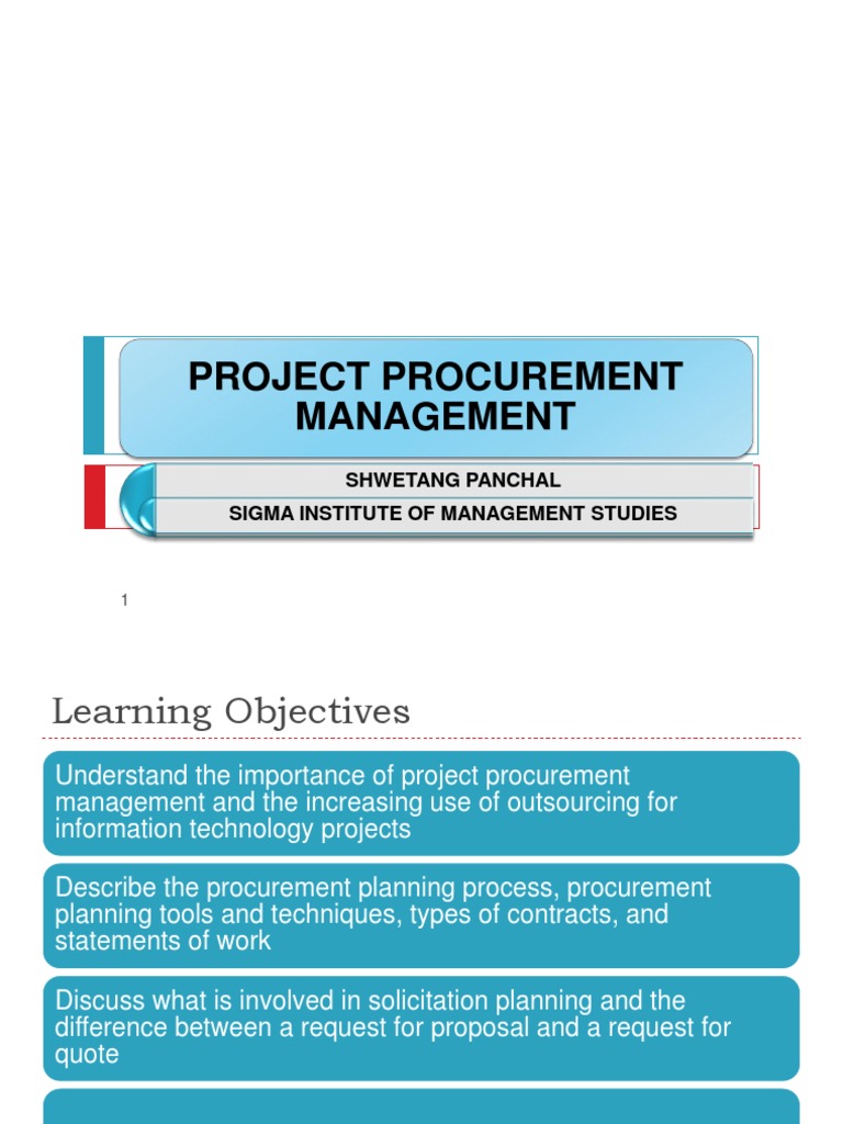 Project Procurement Management Overview | PDF | Request For Proposal ...
