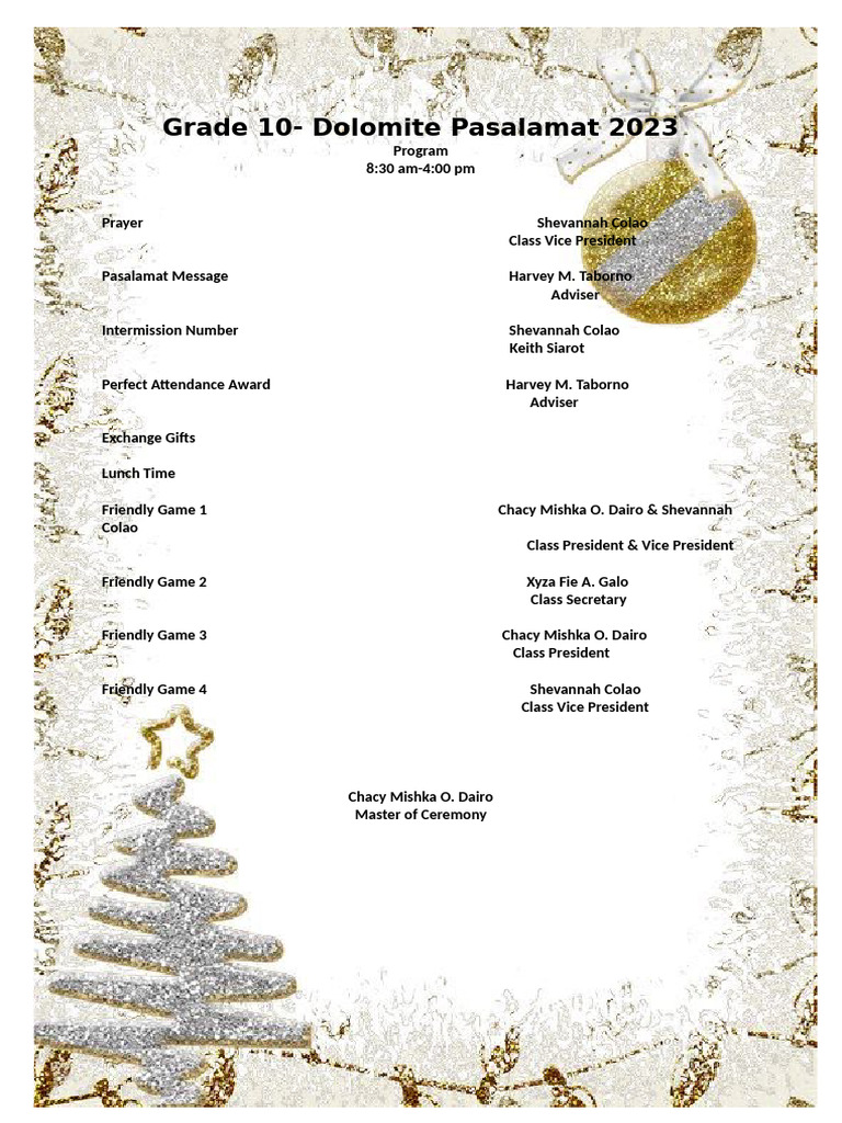 Pasalamat Program Dolomite | PDF