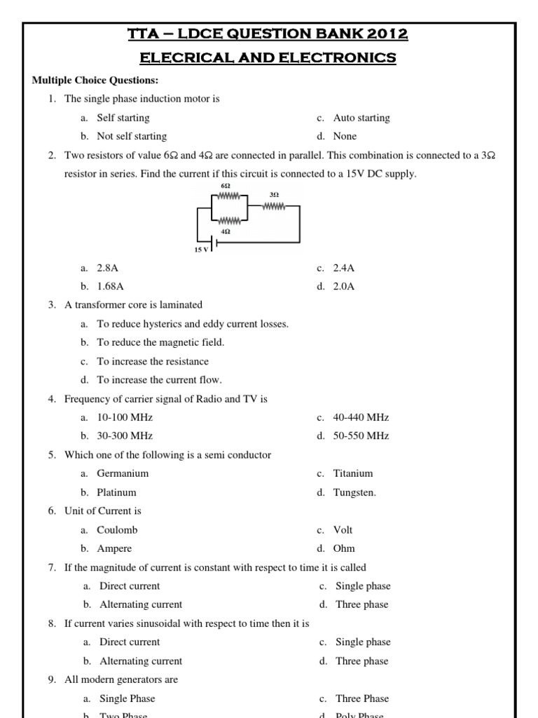 Multiple Choice Questions | PDF | Rectifier | Diode