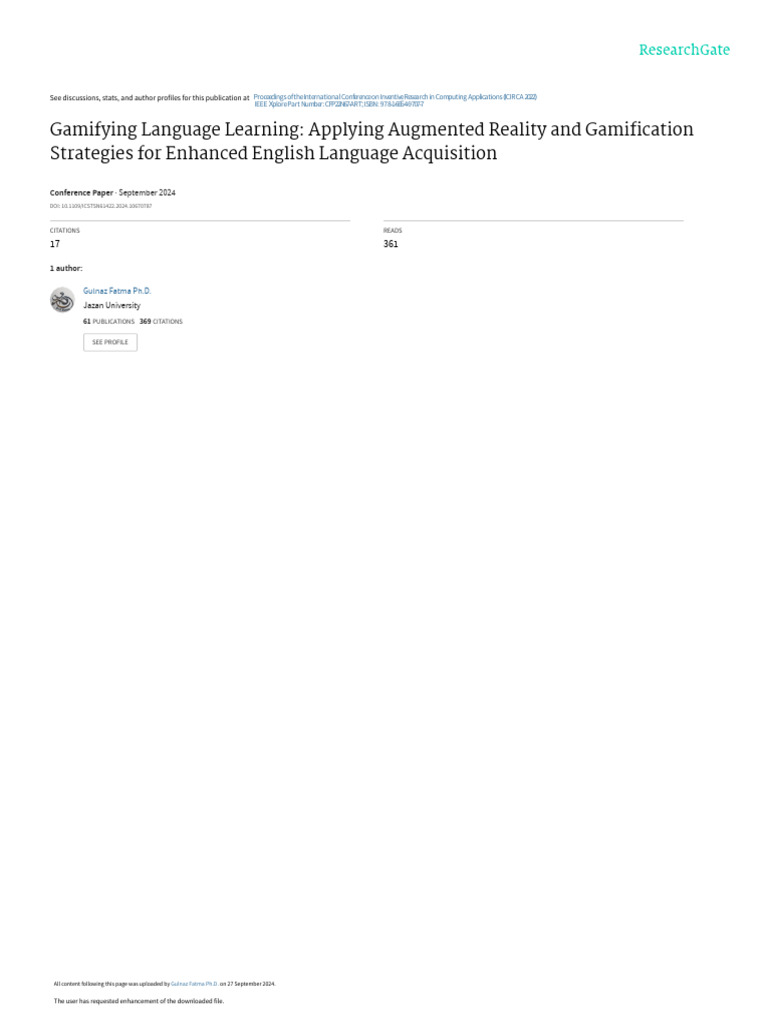 Gamifying English Learning with AR Techniques | PDF | Augmented Reality ...