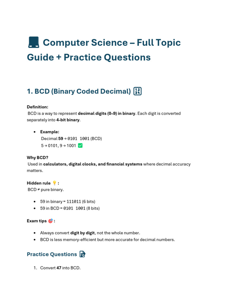 Computer Science Concepts & Practice Questions | PDF | Data Compression ...