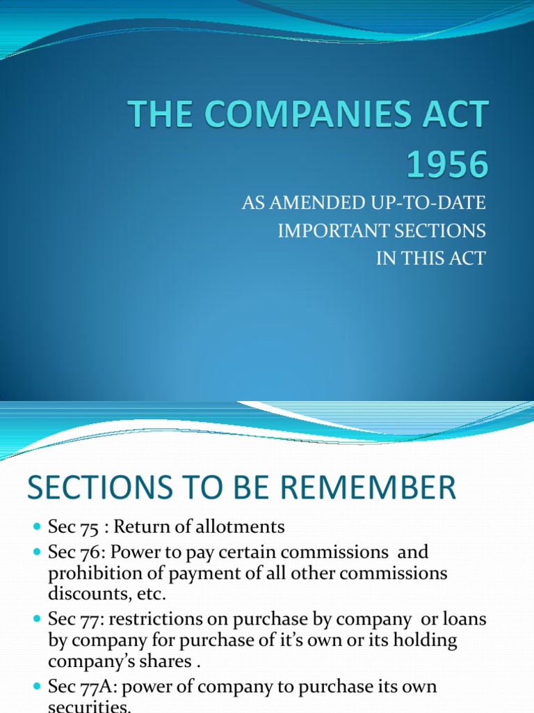The Companies Act Sections | PDF | Debenture | U.S. Securities And ...