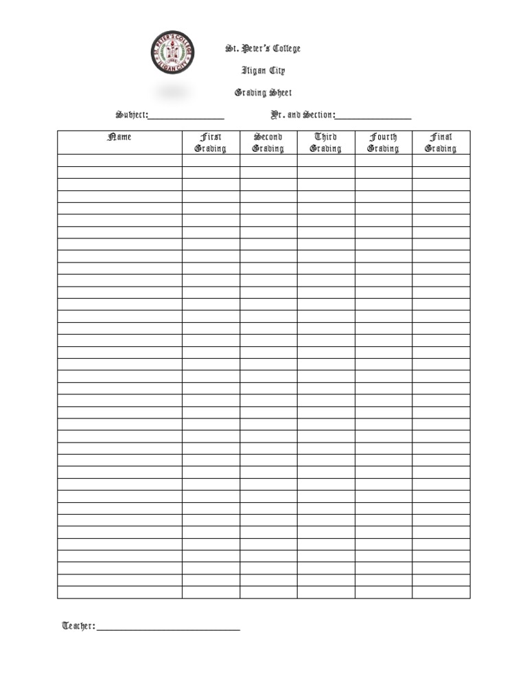 Editable Grading Sheet Template | PDF | Learning | Behavior Modification