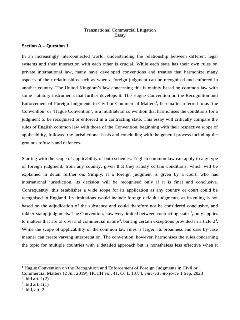 Private International Law - UK Vs The Hague Convention On The ...
