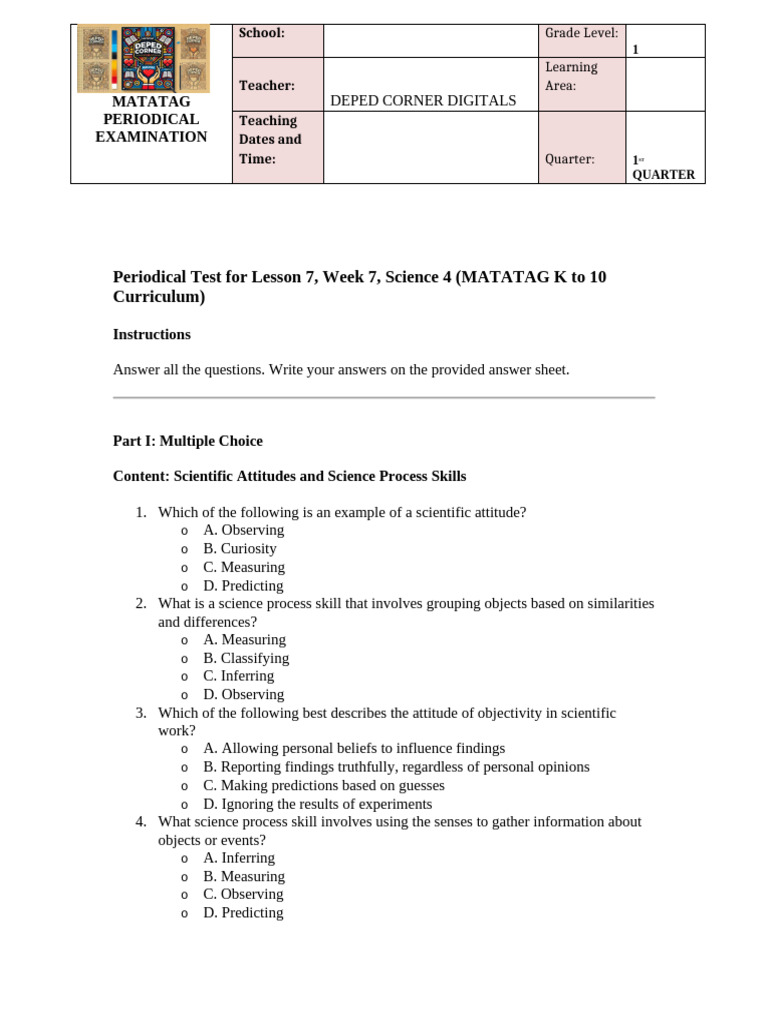 PT Week 7 Science Deped Corner Digitals | PDF | Science | Truth