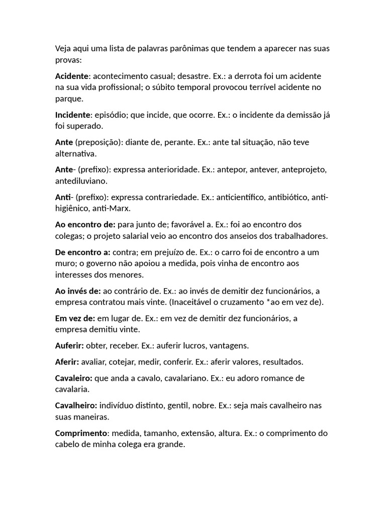 Palavras Parônimas para Provas | PDF | Mandamus