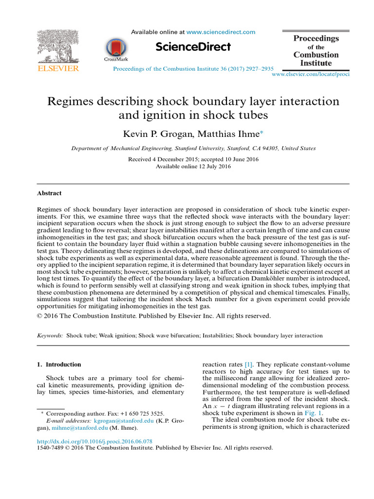 Regimes Describing Shock Boundary Layer Interaction and Ignition in ...