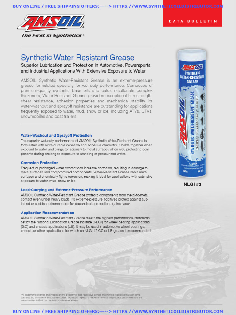 AMSOIL Synthetic Water-Resistant Grease | PDF | Mechanical Engineering ...
