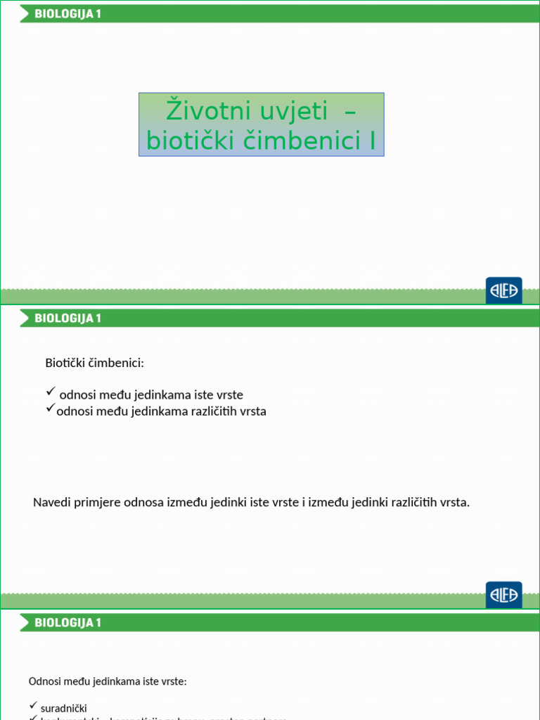 Zivotni Uvjeti - Biotički Čimbenici I | PDF