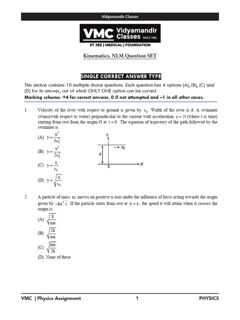 Kinematics, NLM Question SET | PDF | Force | Acceleration