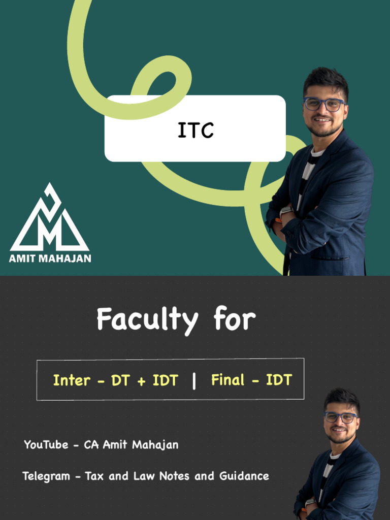 ITC Class Notes | PDF | Payments | Taxes