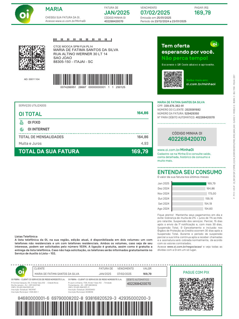 Fatura | PDF | Brasil | Telecomunicações