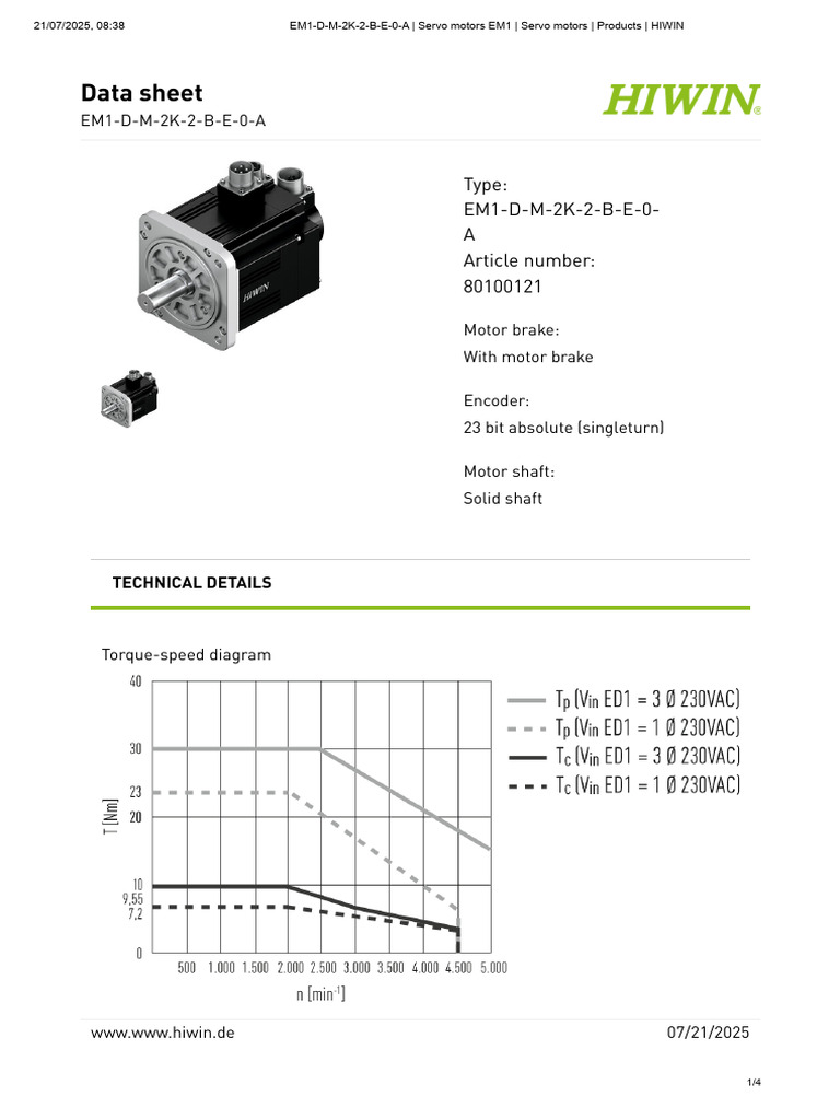 EM1-D-M-2K-2-B-E-0-A - Servo Motors EM1 - Servo Motors - Products ...
