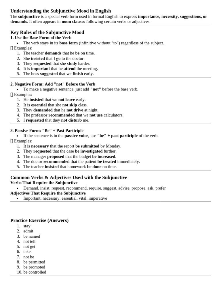 Subjunctive Mood | PDF