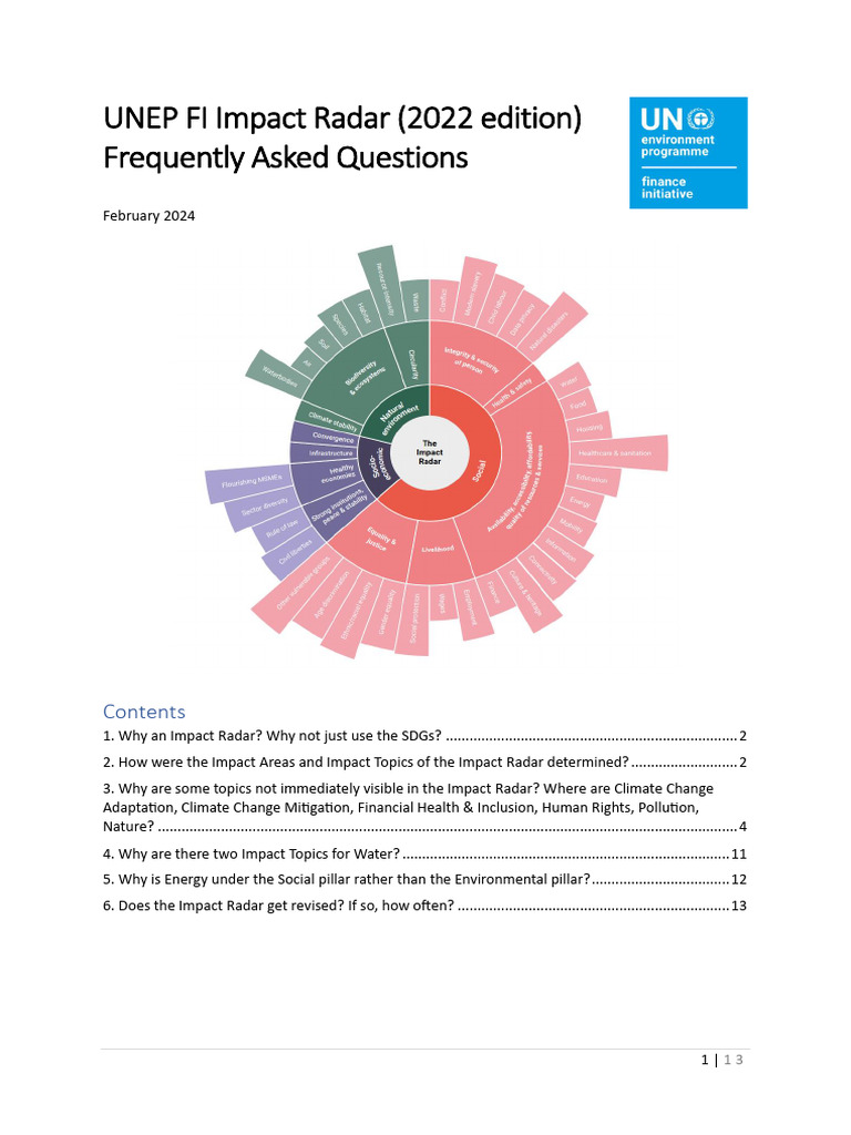 UNEP FI Impact Radar FAQs 2022 | PDF | Greenhouse Gas | Climate Change