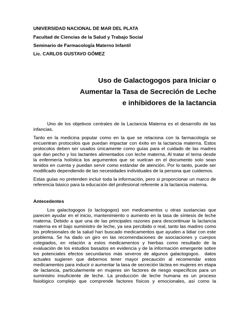 Uso de Galactogogos en Lactancia Materna | PDF | Lactancia | Amamantamiento