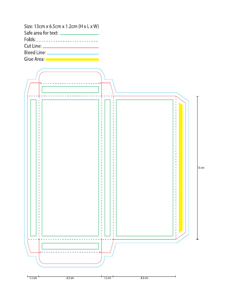 13x6.5x1.2cm Tuck End Box Template | PDF