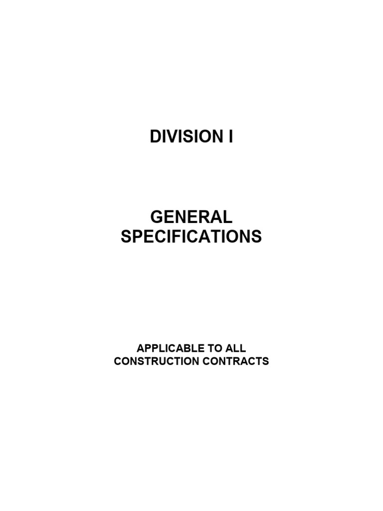 Division I - General Specification | PDF | Specification (Technical ...