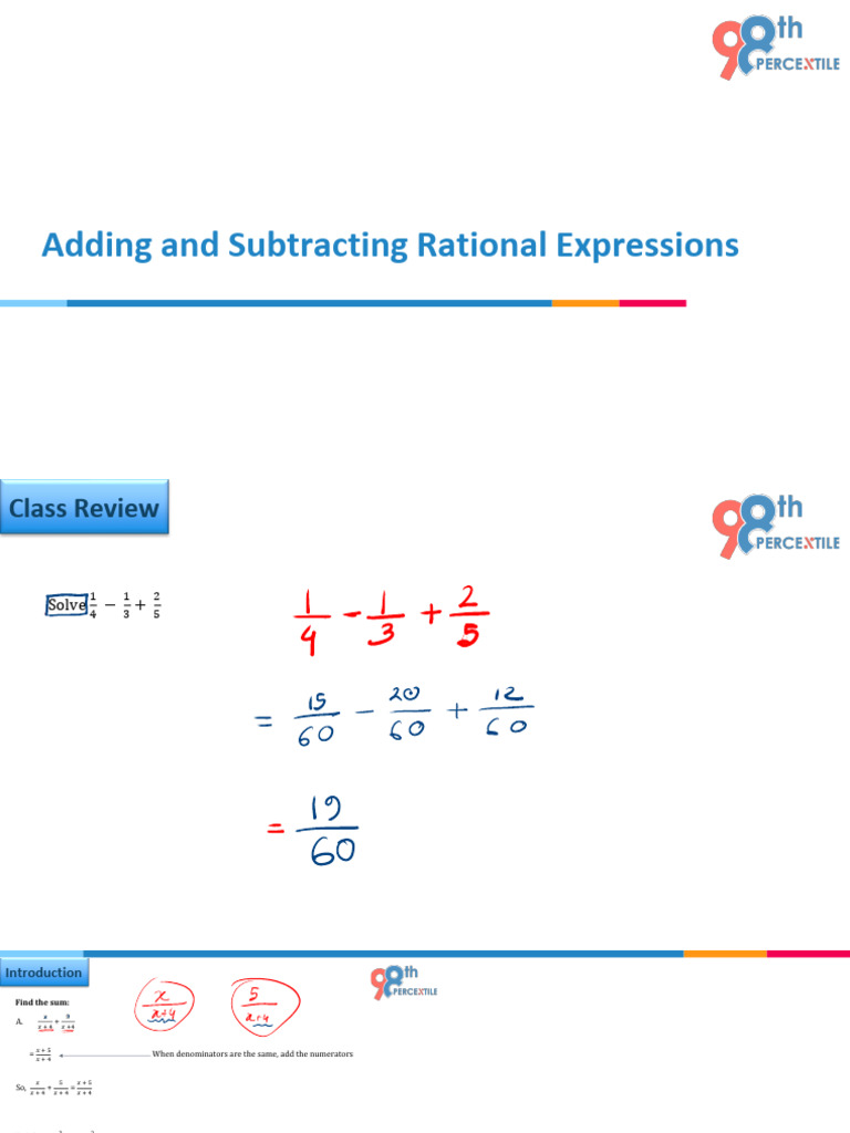 A1.L18.Adding and Subtracting Rational Expressions | PDF | Numerical ...