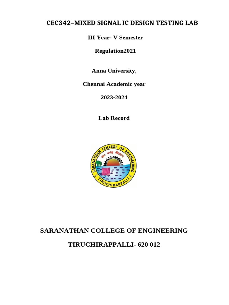 Mixed Signal IC Design Testing MANUAL | PDF | Digital Electronics ...