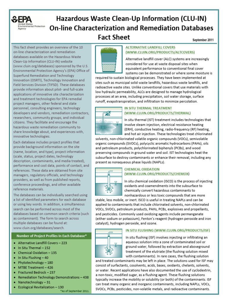 Hazardous Waste Remediation Databases | PDF | Environmental Remediation ...